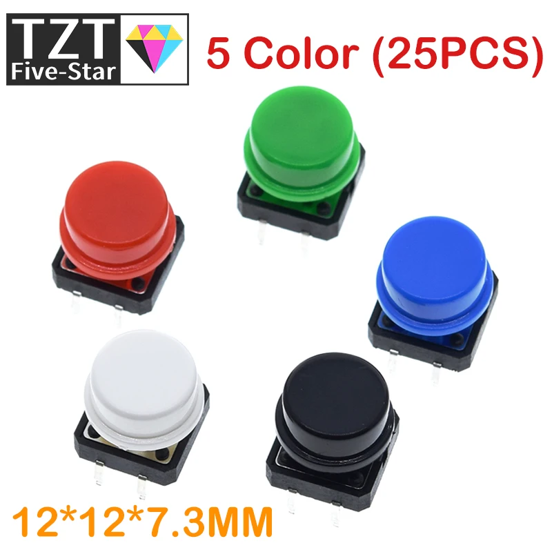 25PCS Tactile Push Button Switch Momentary 12*12*7.3MM Micro switch ...