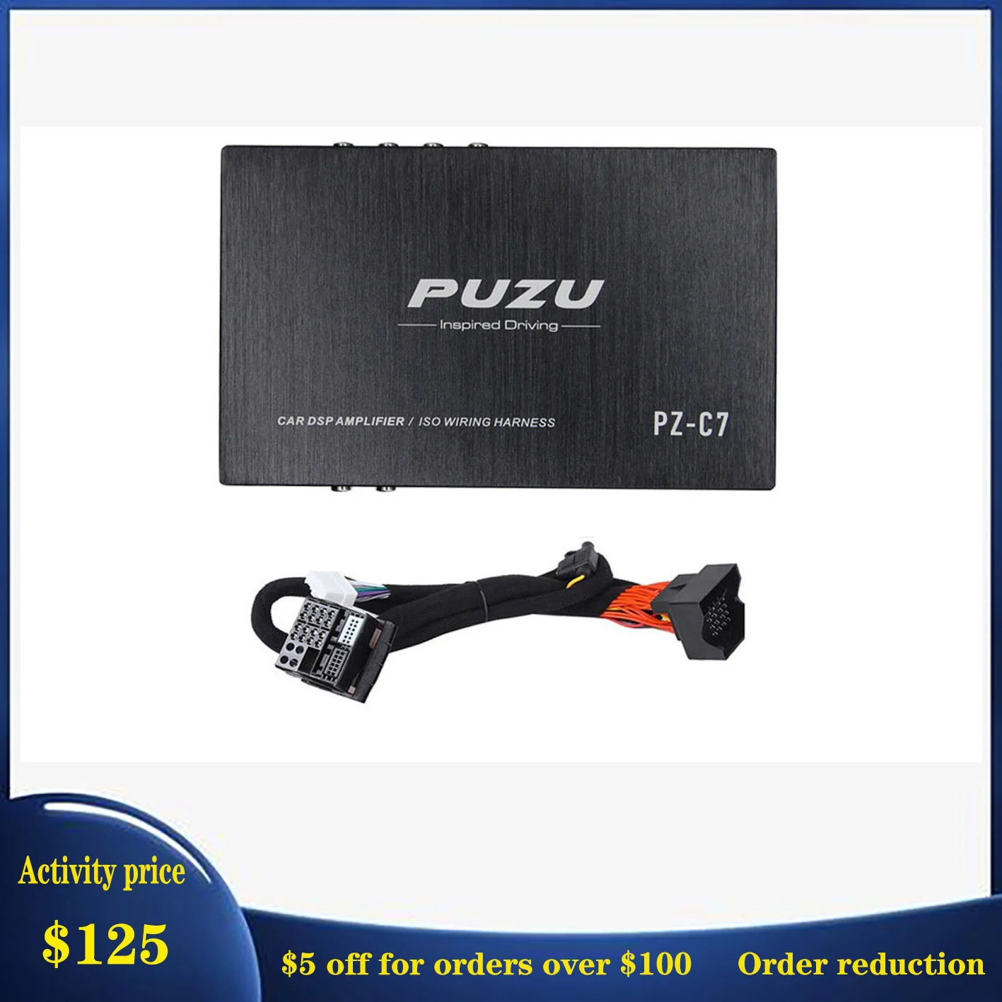 PUZU PZ-C7 wiring harness 4X150W Car DSP Amplifier Car Radio Sound Upgrade Digital Audio Signal ...