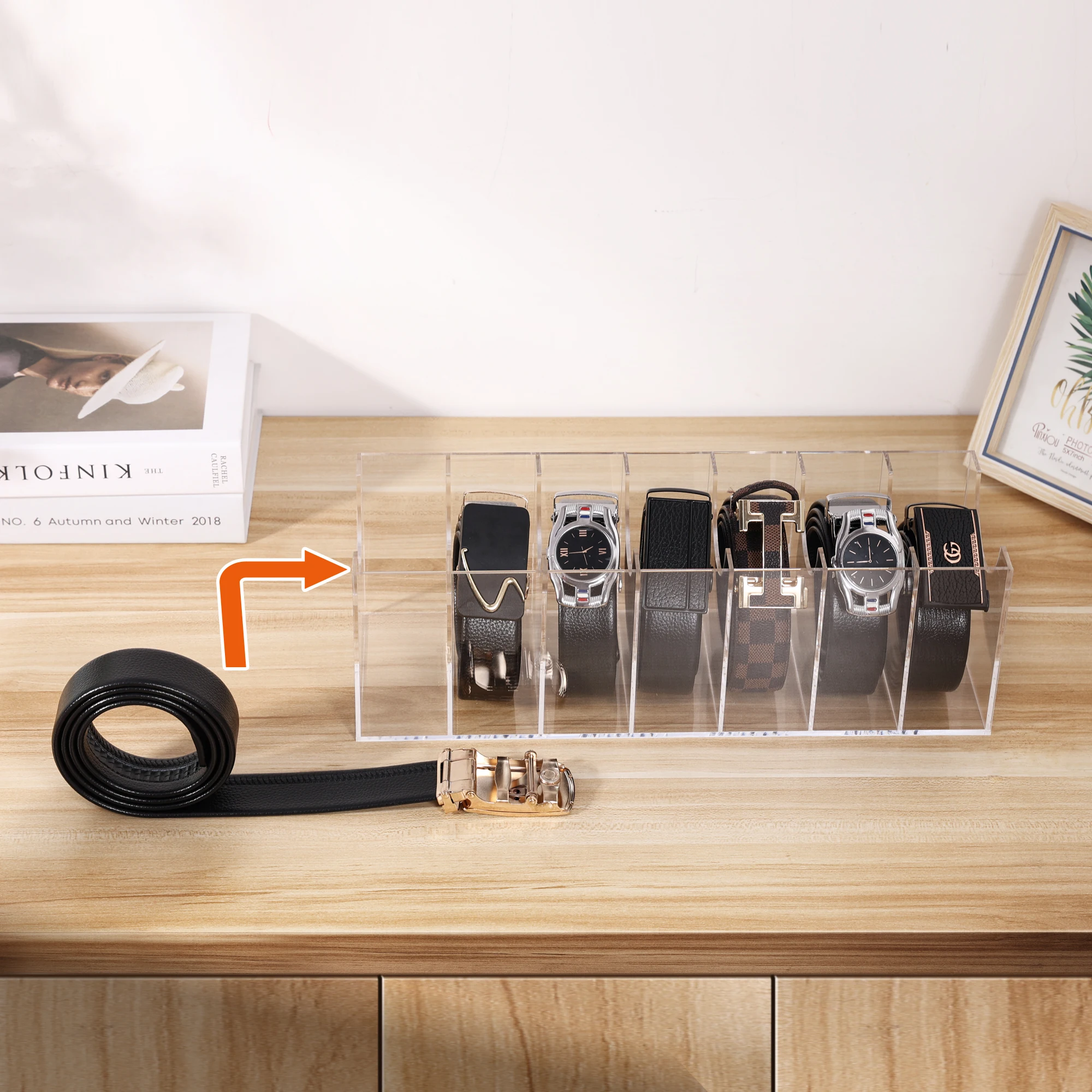 Acrylic-Belt-Organizer-Storage-Holder-for-the-Closet-7-Compartments ...