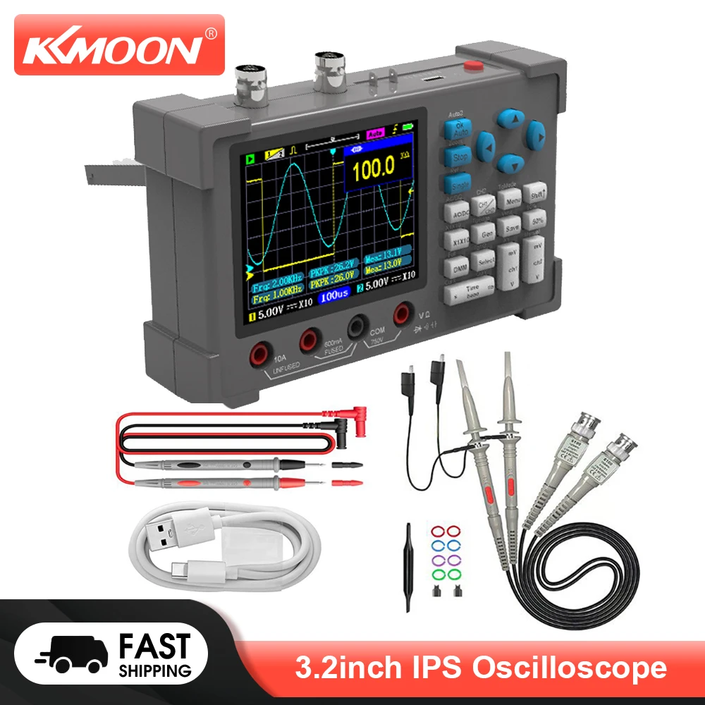 KKMOON Oscilloscope Multimeter Signal Generator 3.2inch IPS Handheld ...