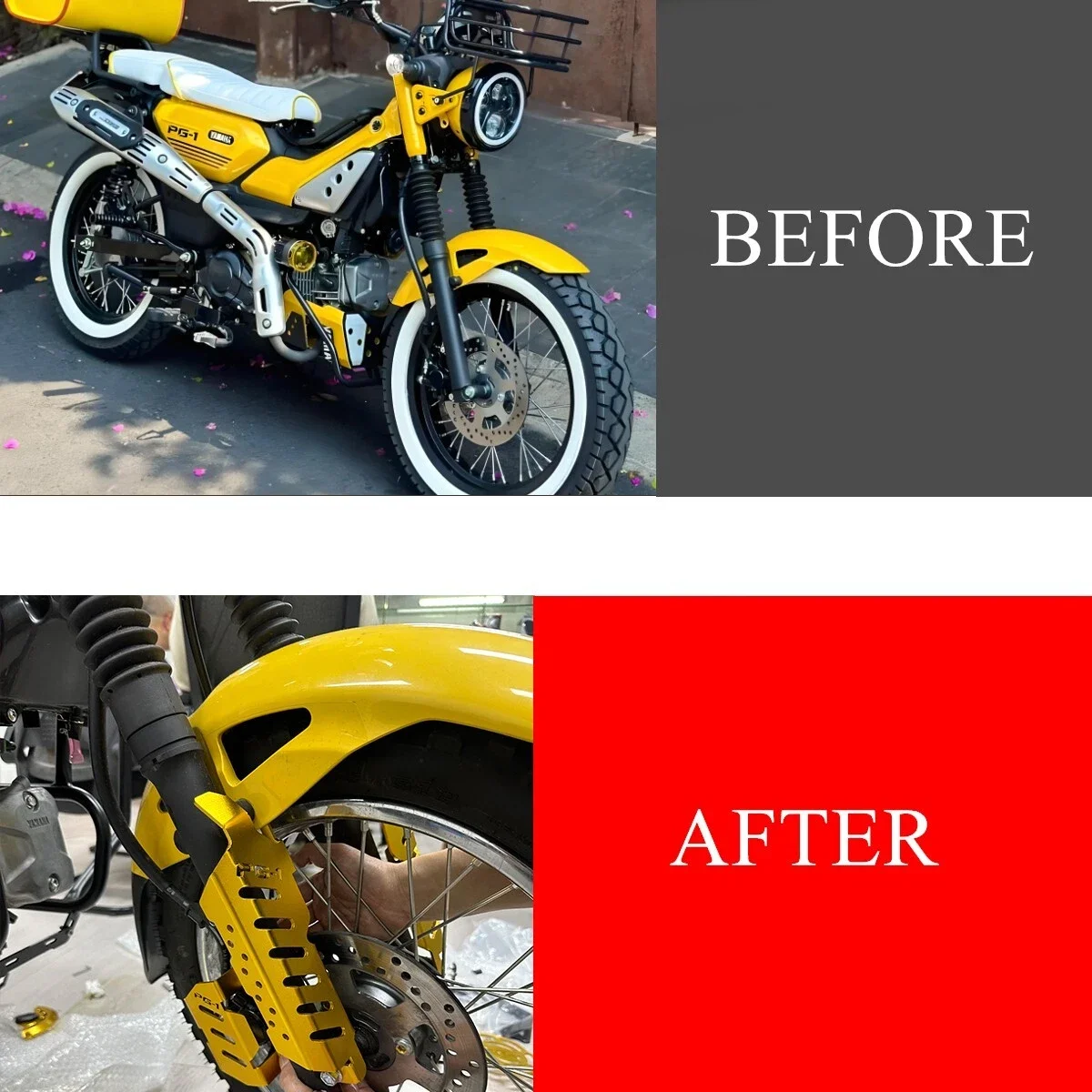 LEFT RIGHT FRONT FORK SHOCK GUARD PROTECT COVER FOR YAMAHA PG1 PG-1 ...