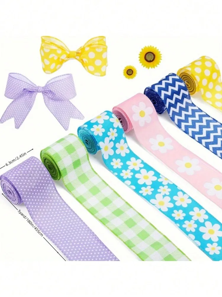 Easter-Flower-Daisy-Ribbon-Dotted-Ribbon-Checkered-Ribbon-Wave-Pattern ...