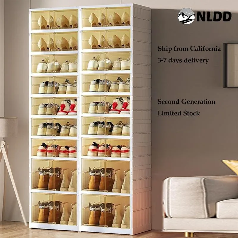 NLDD-Plastic-Collapsible-Shoe-Boxs-Shoe-Rack-Shelf-Foldable-Shoe ...