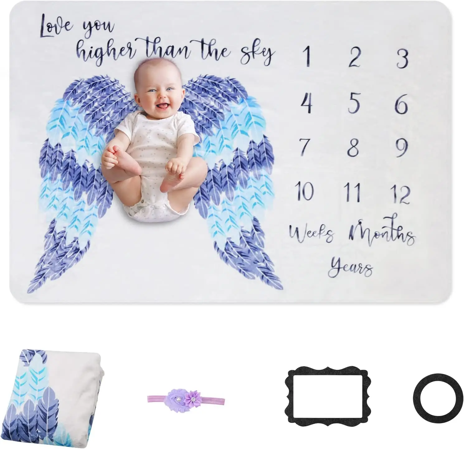 Baby Monthly Milestone Blanket Personalised Baby Mat for Boys Girls ...
