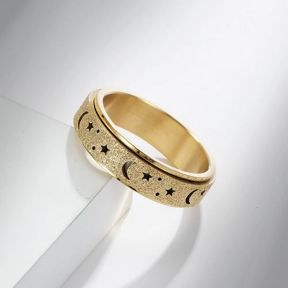 Stainless-Steel-Ring-Fashion-Simple-Hollow-Frosted-Star-Moon-Ring ...