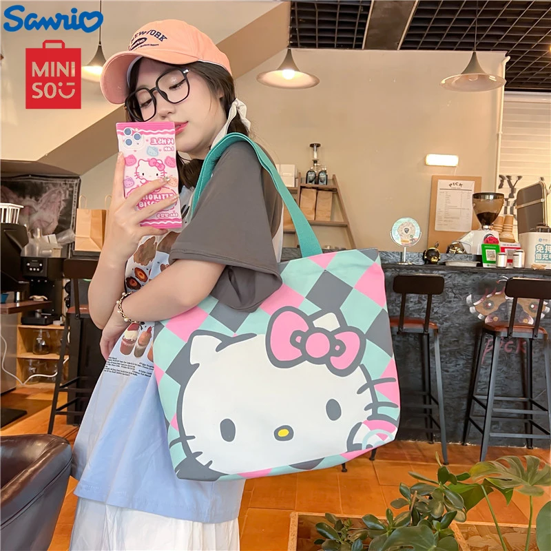 MINISO-Hello-Kitty-Ladies-Shoulder-Bag-Kawaii-Large-Capacity-Fashion ...