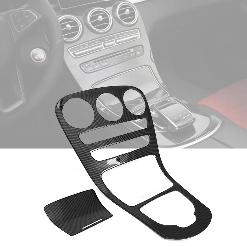 For-Mercedes-Benz-C-W205-Carbon-Black-ABS-Center-Console-Panel ...