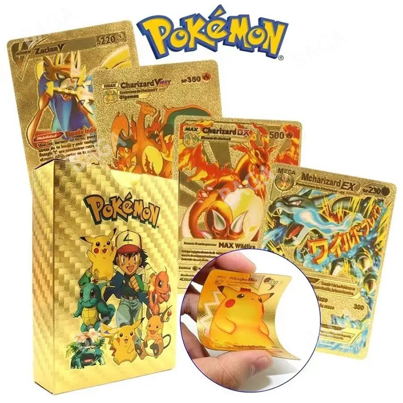 Pokemon-Metal-Card-Pack-Vmax-Caso-Mew-GX-Box-Ouro-Prata-Charizard ...