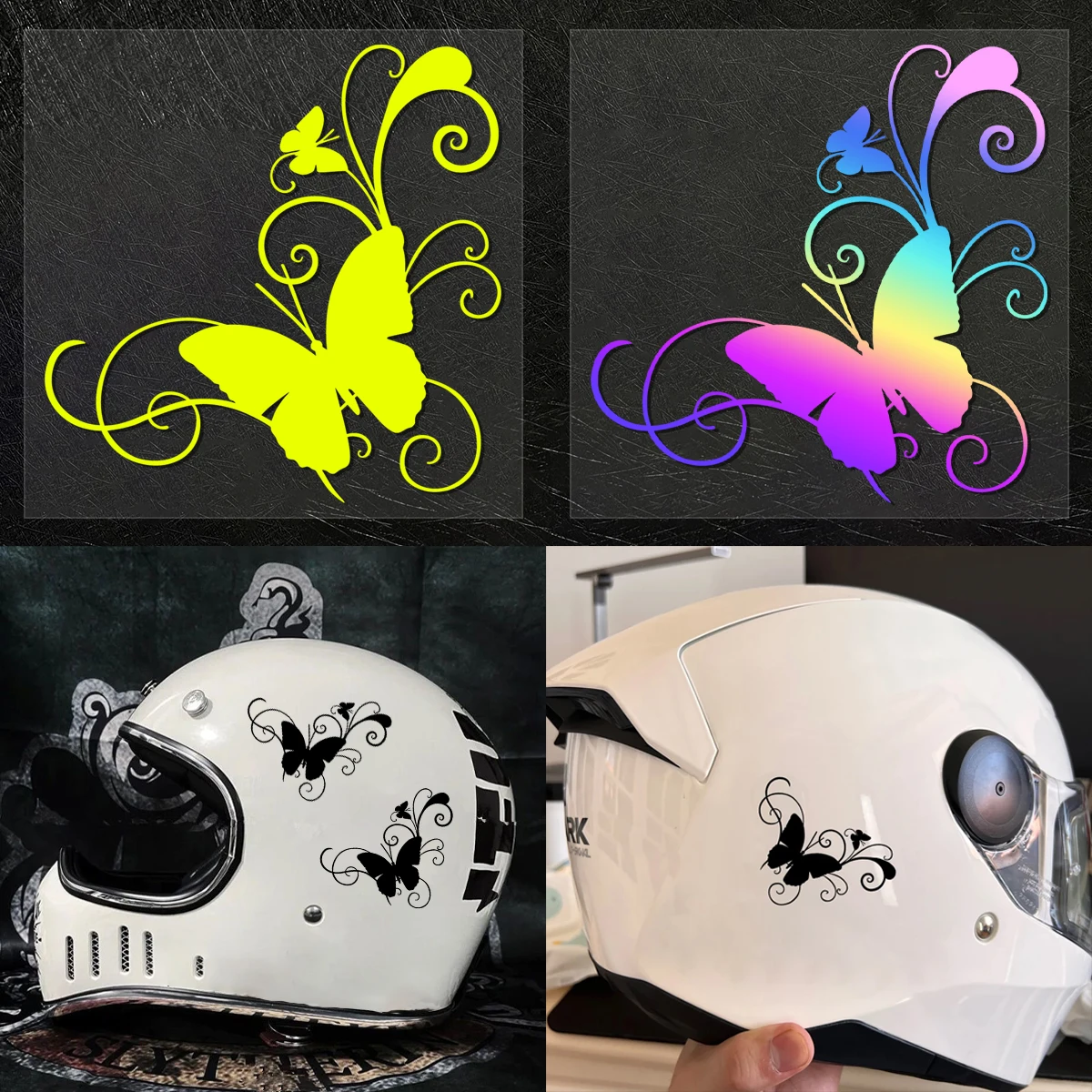 Butterfly Reflective Motorcycle Accessories Stickers Moto Helmet Decals ...