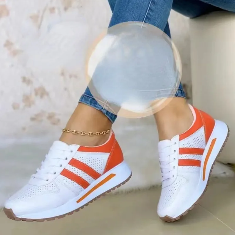 Baskets-plateforme-en-cuir-pour-femmes-patchwork-chaussures-de-sport-d ...