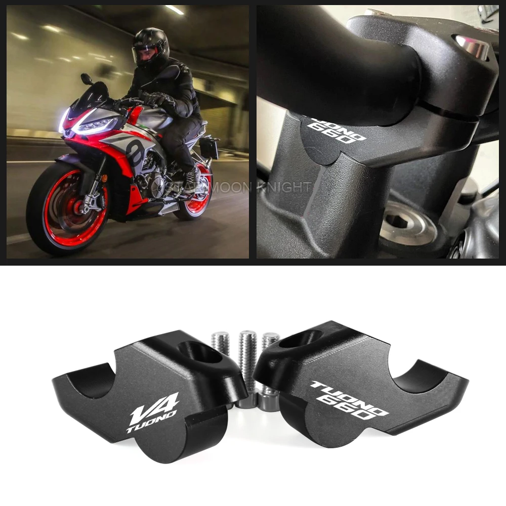Handlebar-Riser-Clamp-Heighten-Move-Back-Adapter-For-Aprilia-Tuono-660 ...