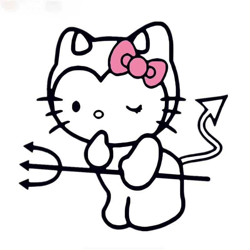 Interesting Car Stickers DEVIL KITTY Cat Funny Anime Cartoon 3D Sticker ...