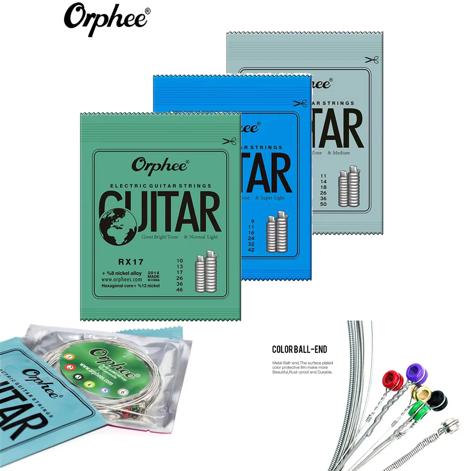 Orphee 1/5/10 Pcs Electric Guitar Strings Set RX Series Hexagonal ...