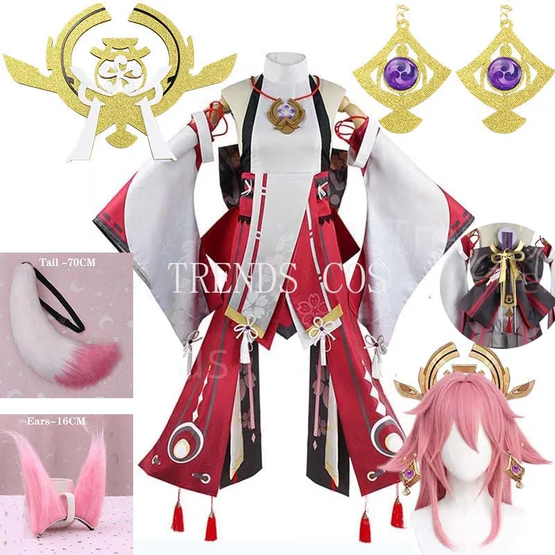 Genshin-Impact-Anime-Cosplay-Traje-Inazuma-Yae-Miko-Guuji-Yae-Peruca ...