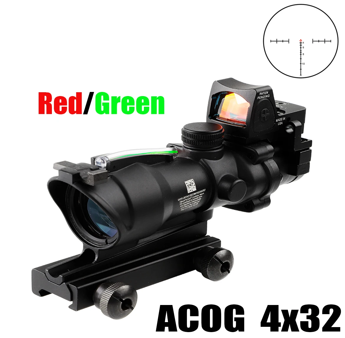 ACOG-Real-Fiber-Optics-Rifle-Scope-Red-Green-Dot-Iluminado-Chevron ...