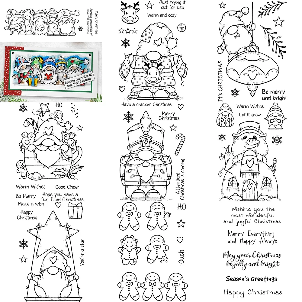 Christmas Gnome Snowman Clear Stamps For DIY Craft Making Card Photo ...