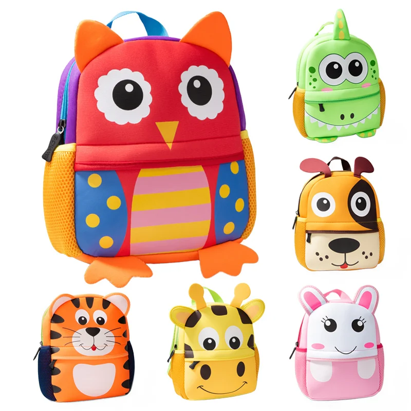 3D Cartoon Owl School Backpacks For Kindergarten Girls Cute Green ...