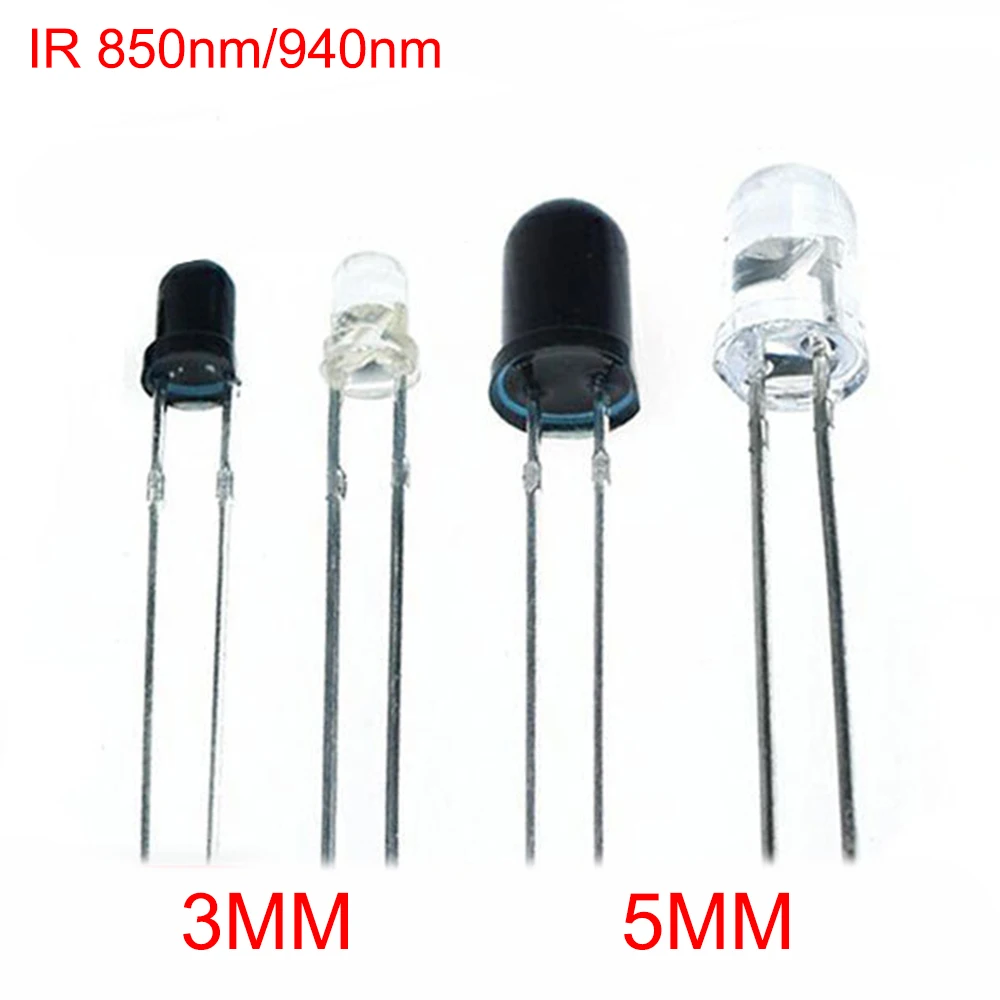 3mm 5mm IR LED Emitting Diode 850nm 940nm Emitter Receiver Infrared ...