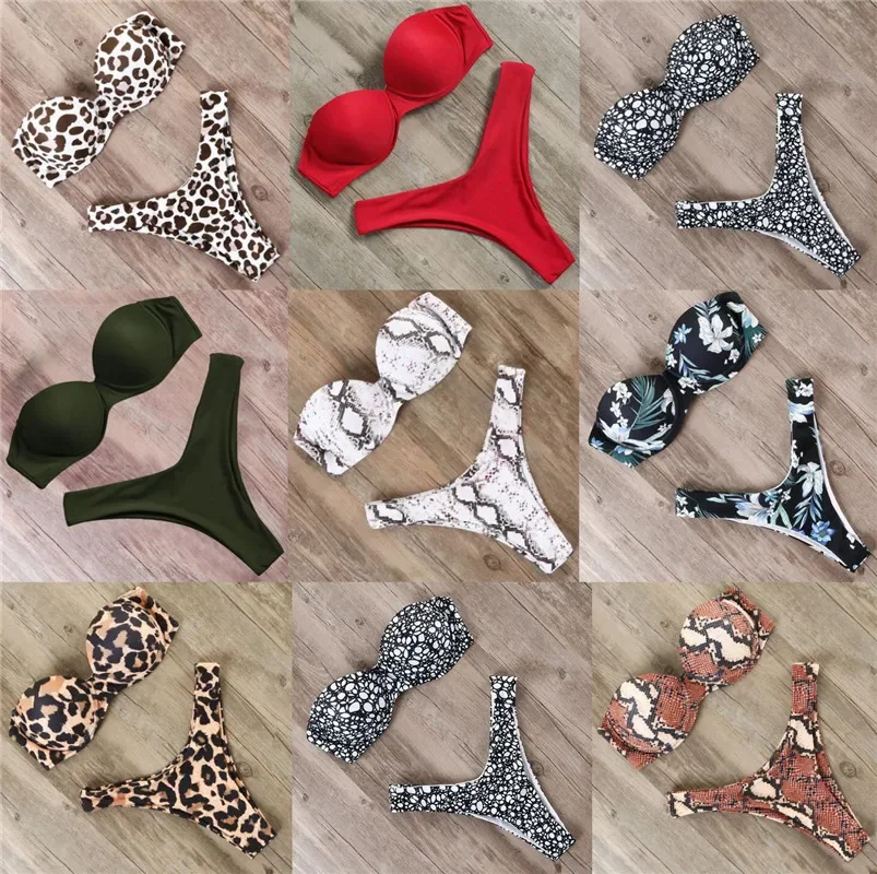 Bikini Swimwear Women Swimsuit 2021 Leopard Brazilian Bikini Set Push ...