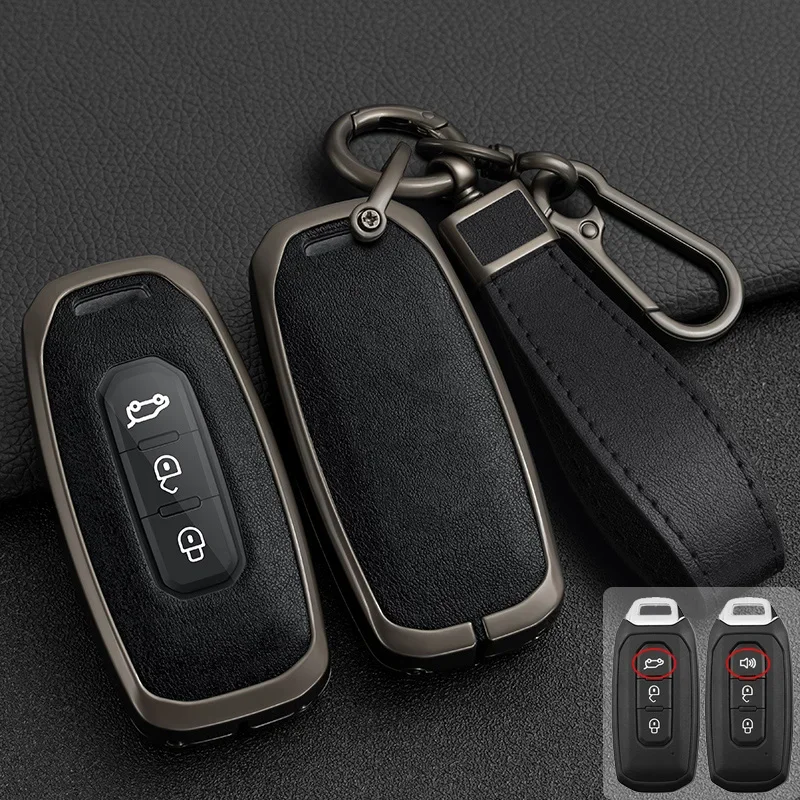 Zinc-Alloy-Leather-Car-Key-Case-Cover-For-Ford-Territory-2019-2020-2021 ...