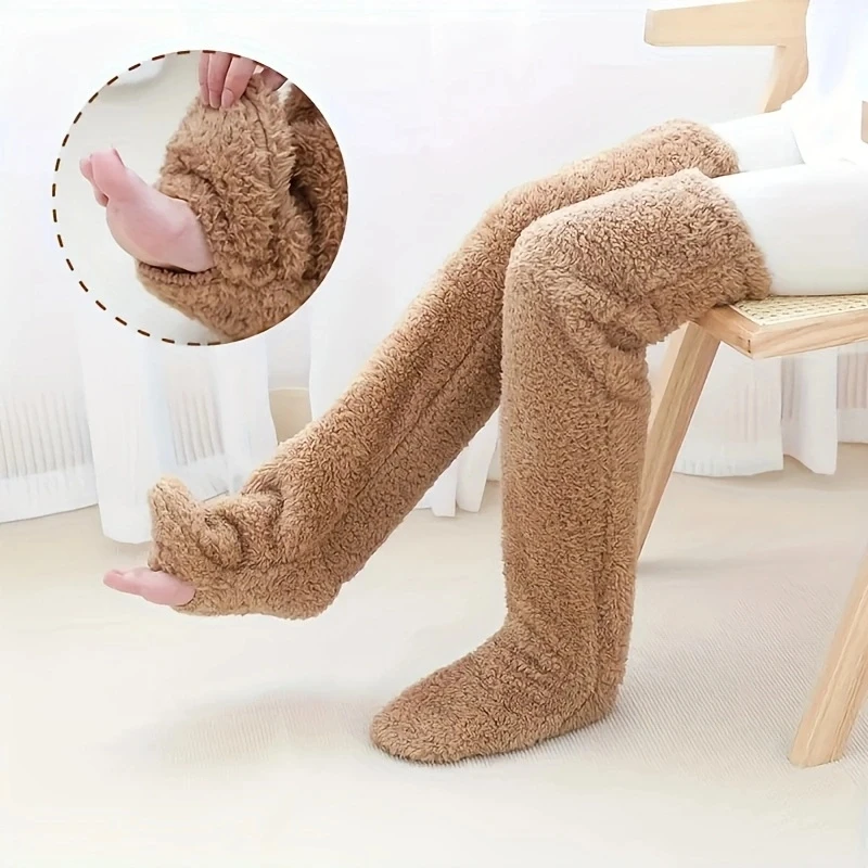 A-Pair-Of-Floor-Stockings-Plush-Long-Tube-Socks-Knee-Pads-Warm-High ...