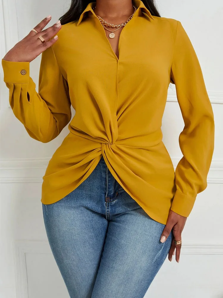 Blusa-asim-trica-con-dobladillo-y-Parte-delantera-retorcida-para-mujer ...