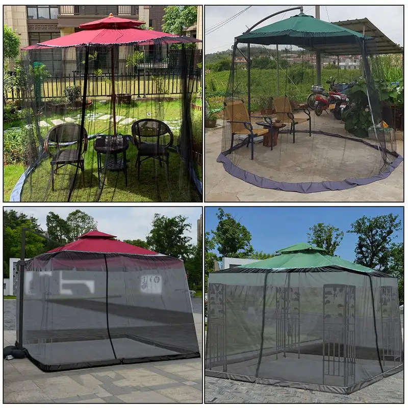 Umbrella Cover Mosquito Netting Zippered Mesh Enclosure Cover Screen ...