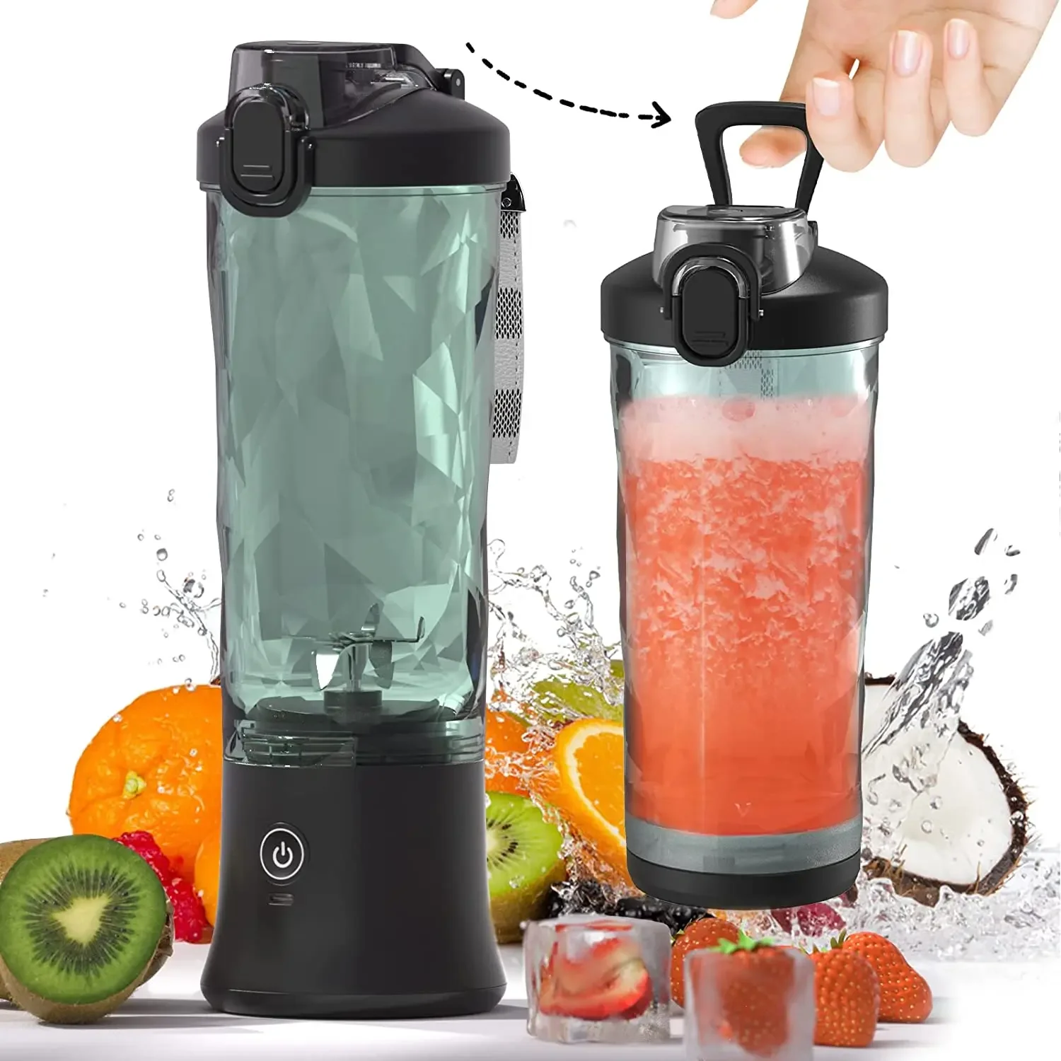 Portable-Blender-600ML-Electric-Juicer-Fruit-Mixers-4000mAh-USB ...