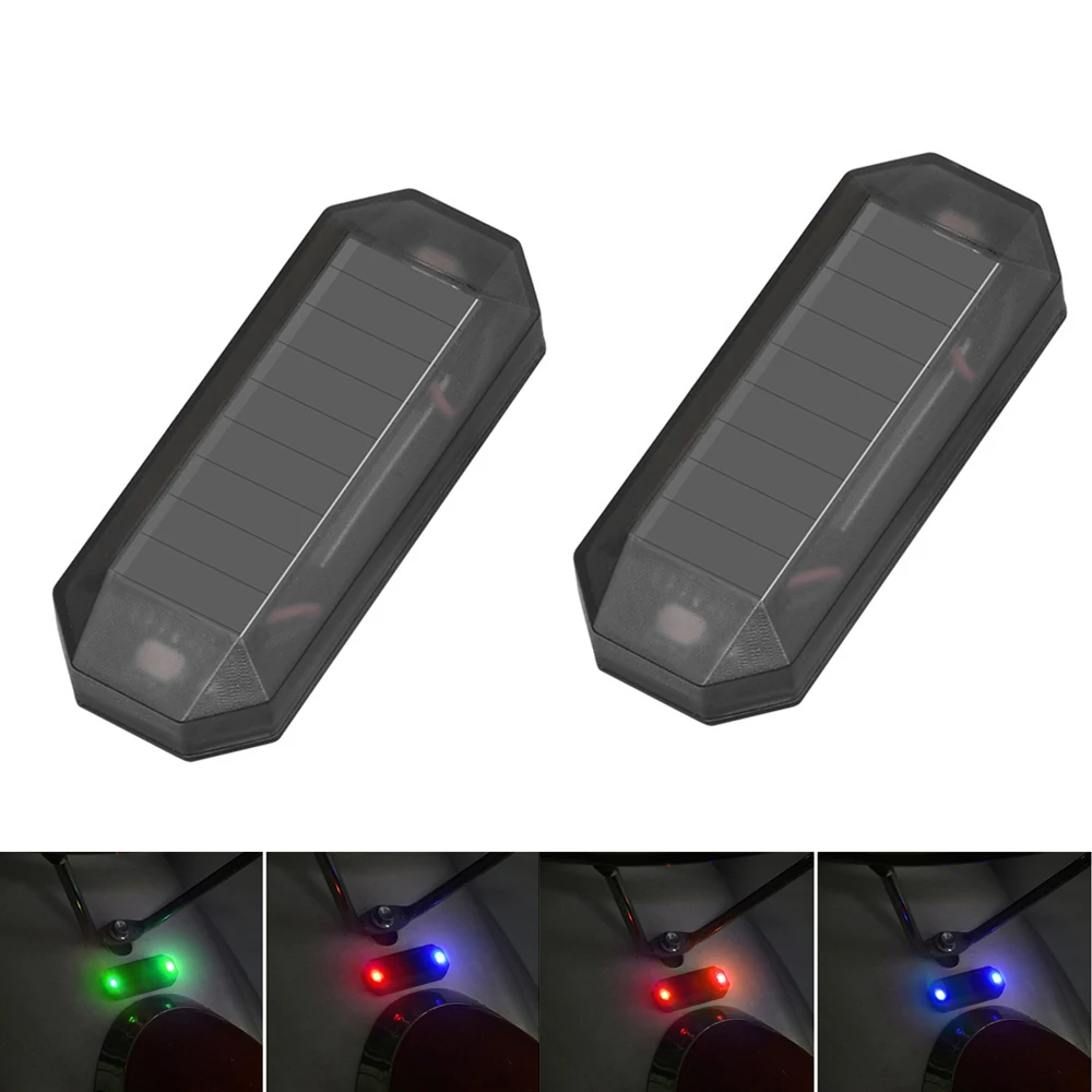 2pcs Car Fake Security Light Solar Powered Warning Light Wireless Anti ...
