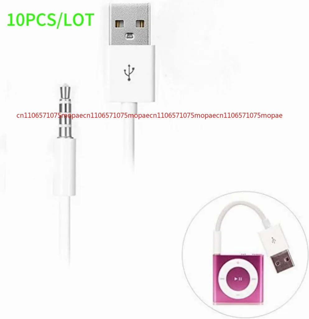 10PCS/LOT For iPod Shuffle Cable 3.5mm Jack Plug to USB Power Charger ...
