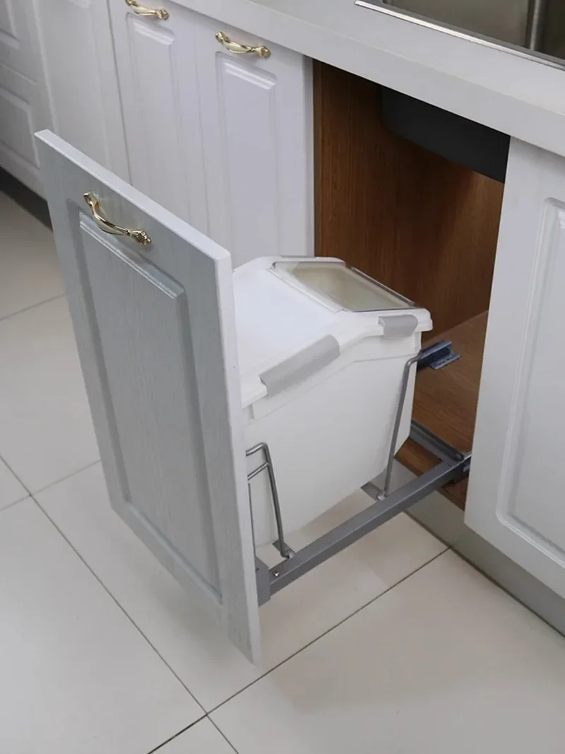 Kitchen-Cabinet-Hidden-Embedded-Rice-Storage-Box-Pull-Basket-Damped ...