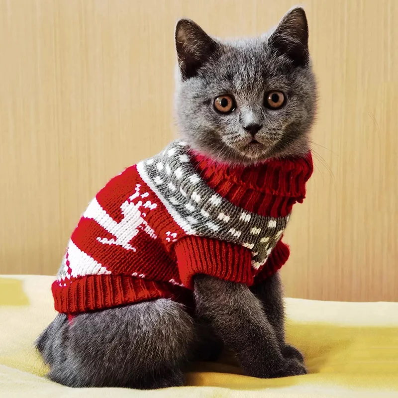 S-es-Katzenpullover-Kost-m-Winter-warme-Haustierkleidung-f-r-Katzen ...