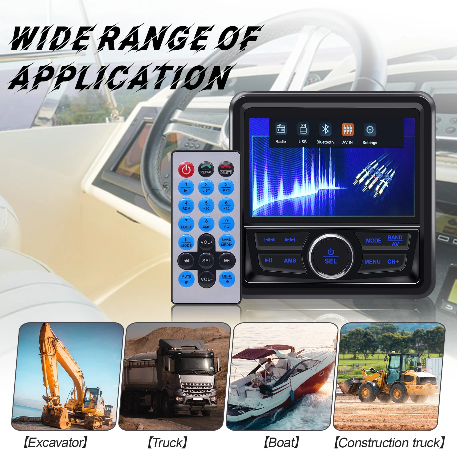 Waterproof-Marine-Radio-Stereo-MP3-Player-Media-Receiver-For-UTV-ATV ...