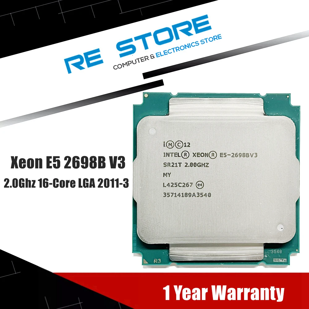 Used Intel Xeon E5 2698B V3 Processor SR21T 2.0Ghz 16 Core 135W 40M Socket LGA 2011-3 CPU E5 2698BV3