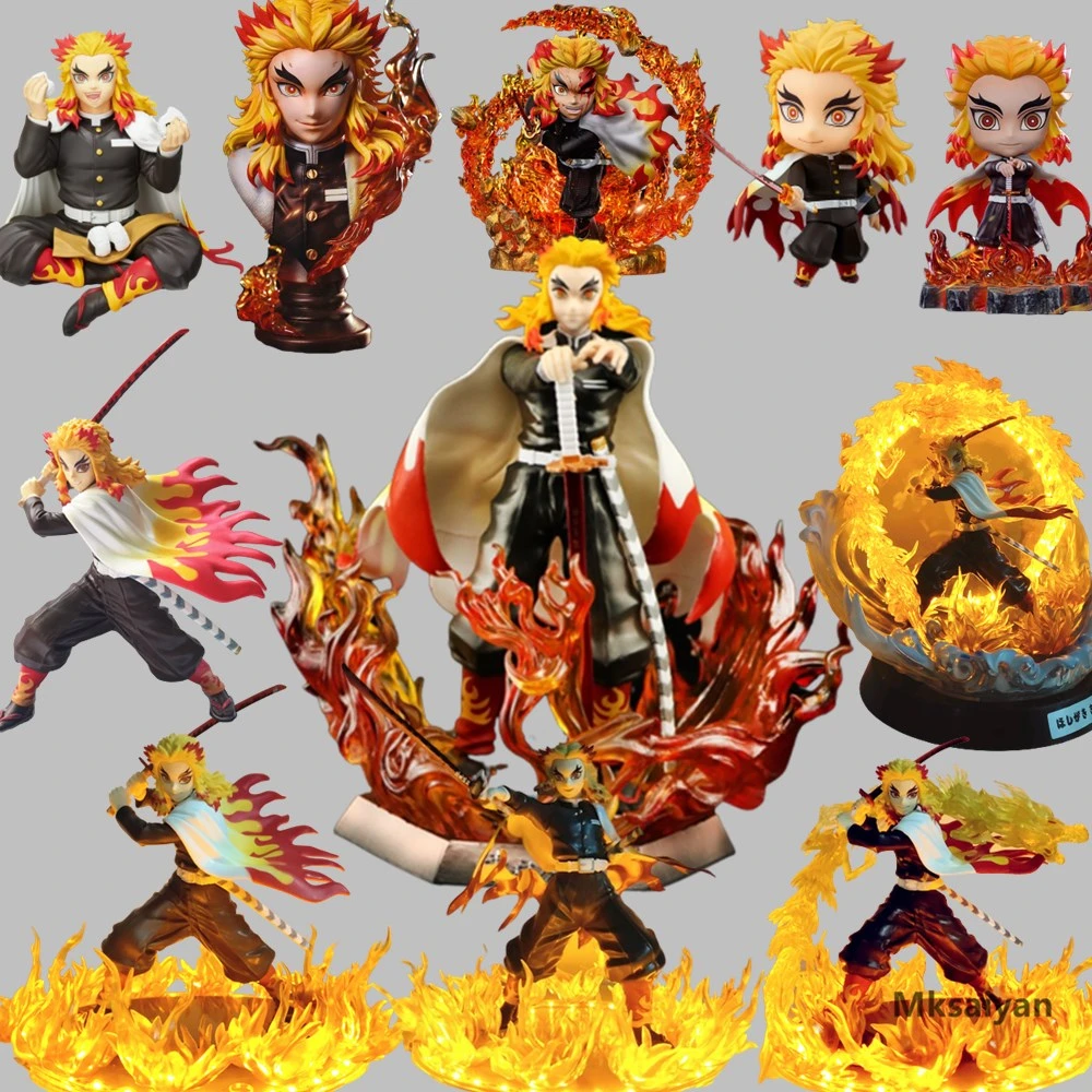 Demon Slayer Anime Figures Rengoku Kyoujurou DIY Set LED Action Figure ...
