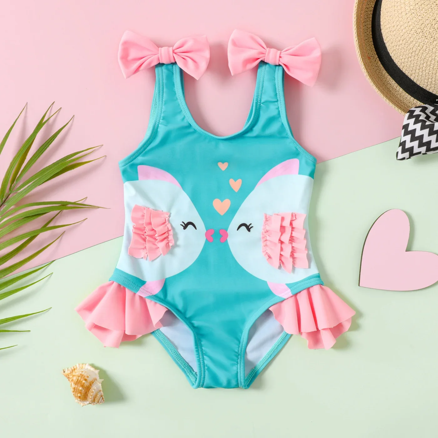 PatPat-Baby-Girl-Fish-Print-Bow-Decor-Ruffle-Trim-One-piece-Swimsuit ...