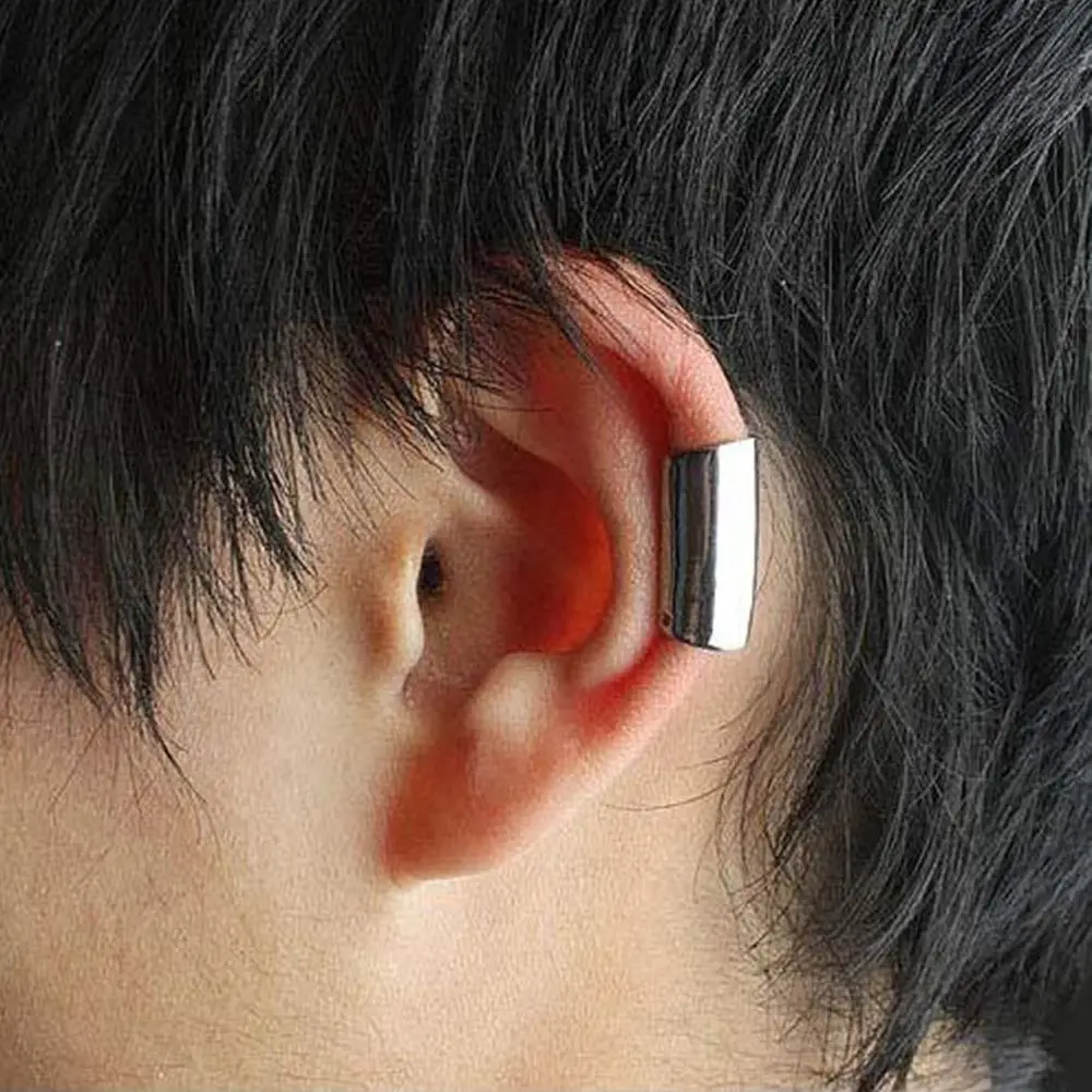 Fashion-Men-Women-Stainless-Steel-Round-Hoop-Ear-Stud-Cuff-Clip-Earring ...
