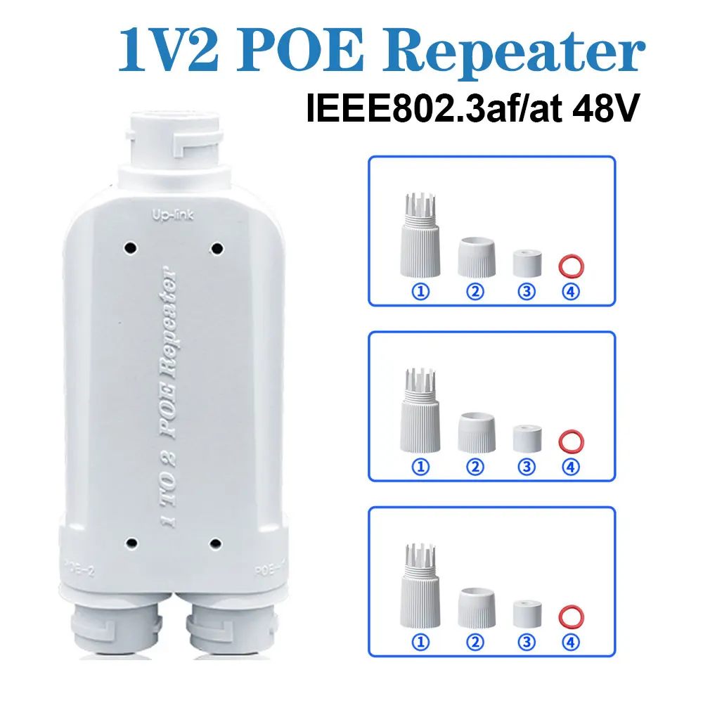 Waterproof-POE-2-port-Repeater-IP66-10-100Mbps-1-To-2-PoE-Extender-With ...