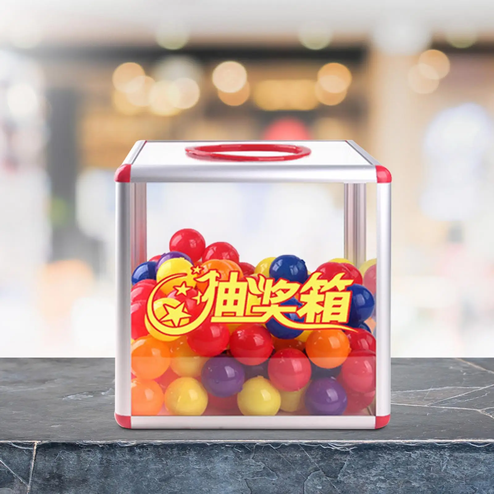 Square-Raffle-Ball-Game-Box-Fundraising-Box-25cm-Portable-Clear-Voting ...