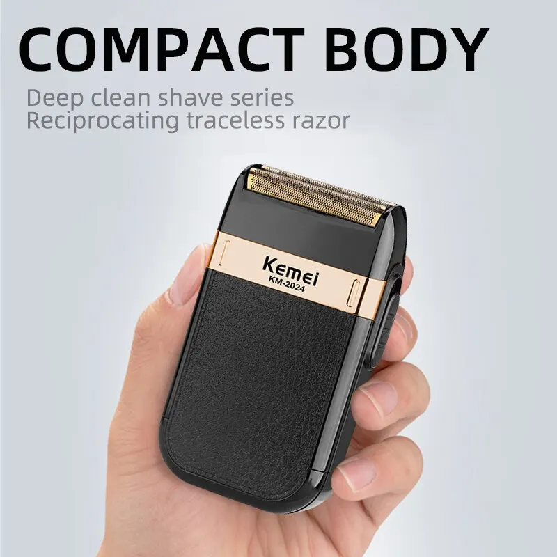 Kemei-2024 Electric Shaver for Men Twin Blade Waterproof Reciprocating Cordless Razor USB ...