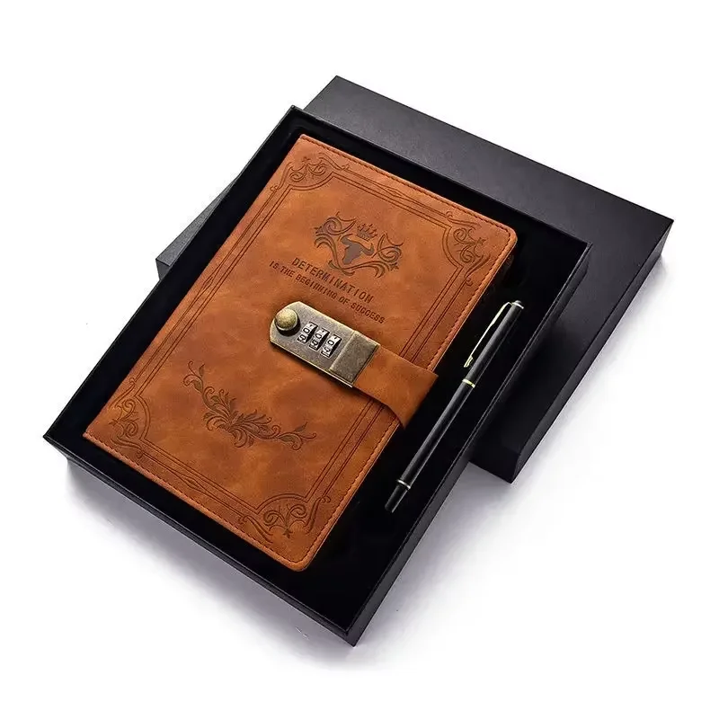 A5 200 Pages Retro Password Book with Lock Diary Thickened Creative ...