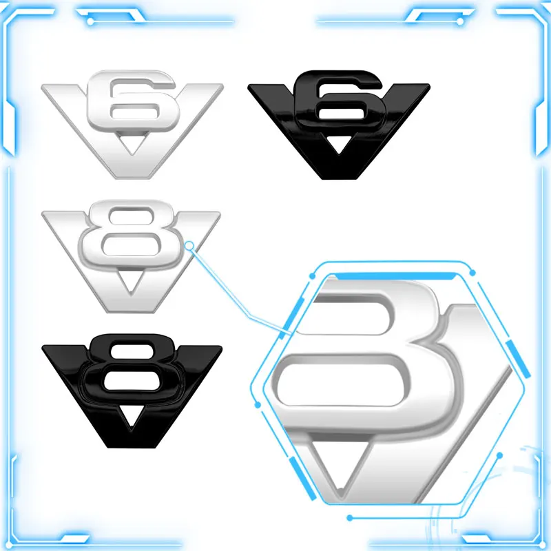 Universal-Car-Metal-Sticker-V6-V8-Logo-Car-Side-Fender-Rear-Trunk ...