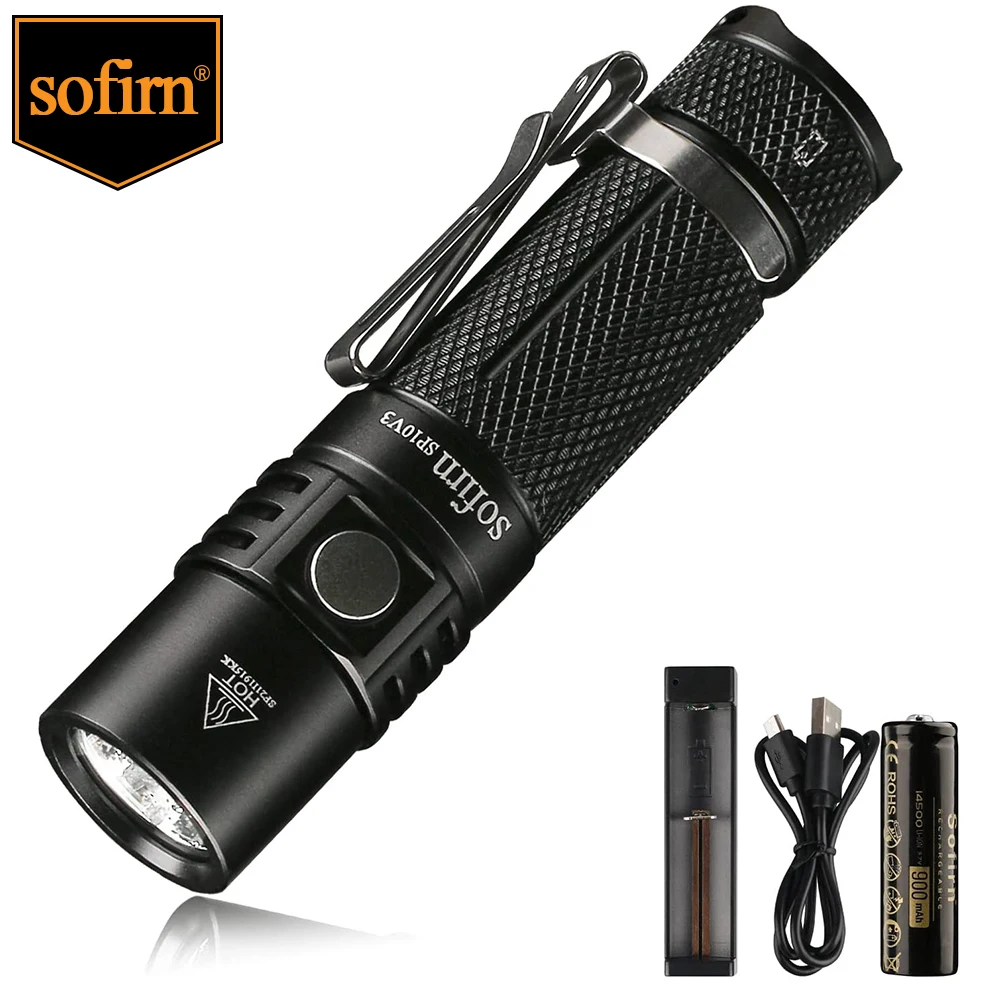 Sofirn Sp10 V3 Led Aa 14500 Flashlight Lh351d 1000lm Ipx8 Mini Tactical ...
