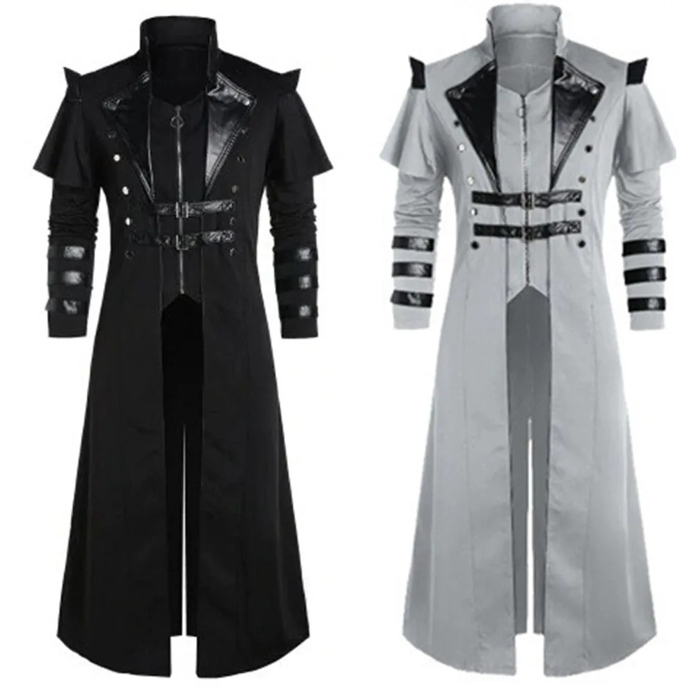 Gabardina-negra-Steampunk-para-hombres-estilo-largo-Cosplay-g-tico ...