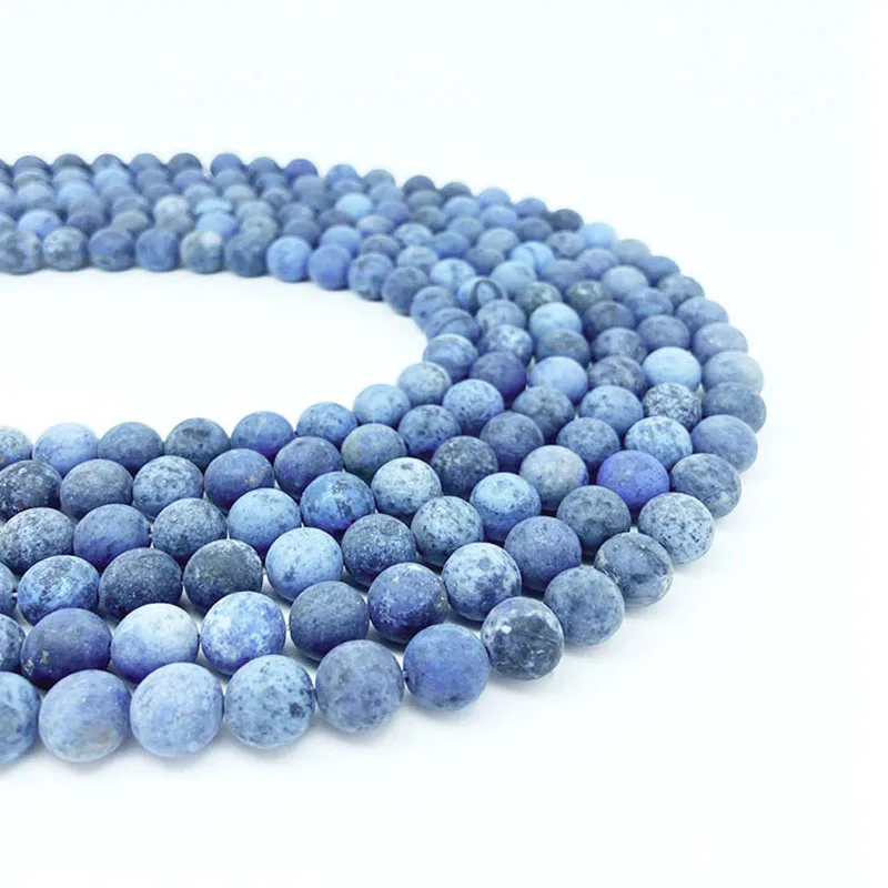 6-12mm-Round-Natural-Gemstone-Frosted-Blue-Beads-Dumortierie-Stone-DIY ...