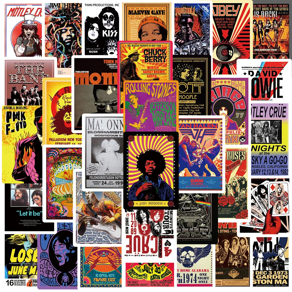 50Pcs Cool Rock Poster Stickers Rock Band Graffiti Stickers Car Phone ...