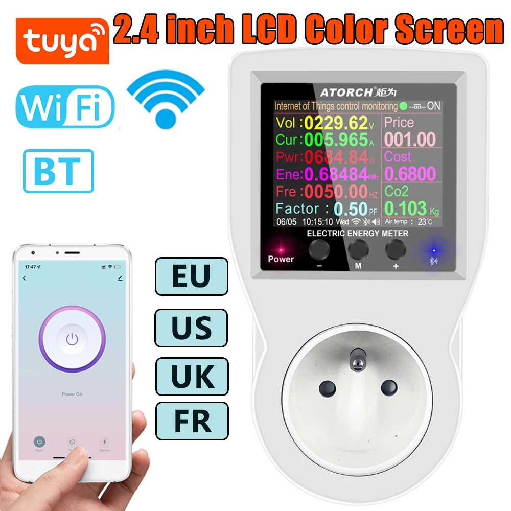 Tuya Wifi/BT Intelligent Power Socket Electricity Power Monitor Multi ...