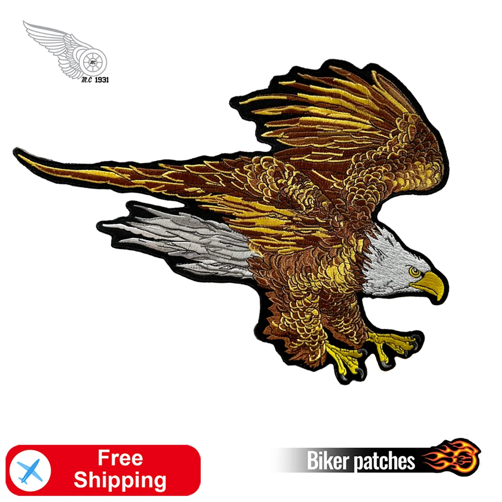Eagle Spread Wings and Fly Embroidered Patches Iron on for Clothing Jacket Sew Applique Badge ...
