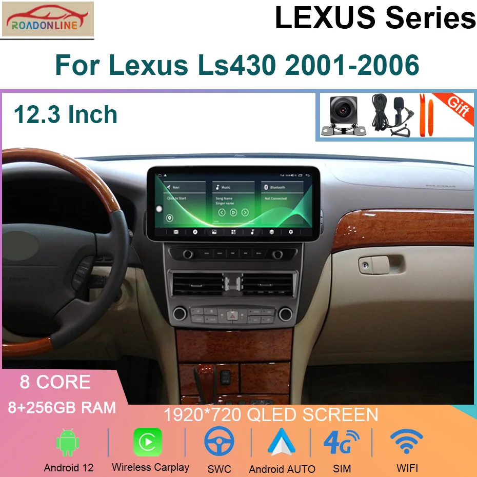 1920-720-QLED-Android-12-Radio-Tape-Recorder-For-Lexus-Ls430-2001-2006 ...
