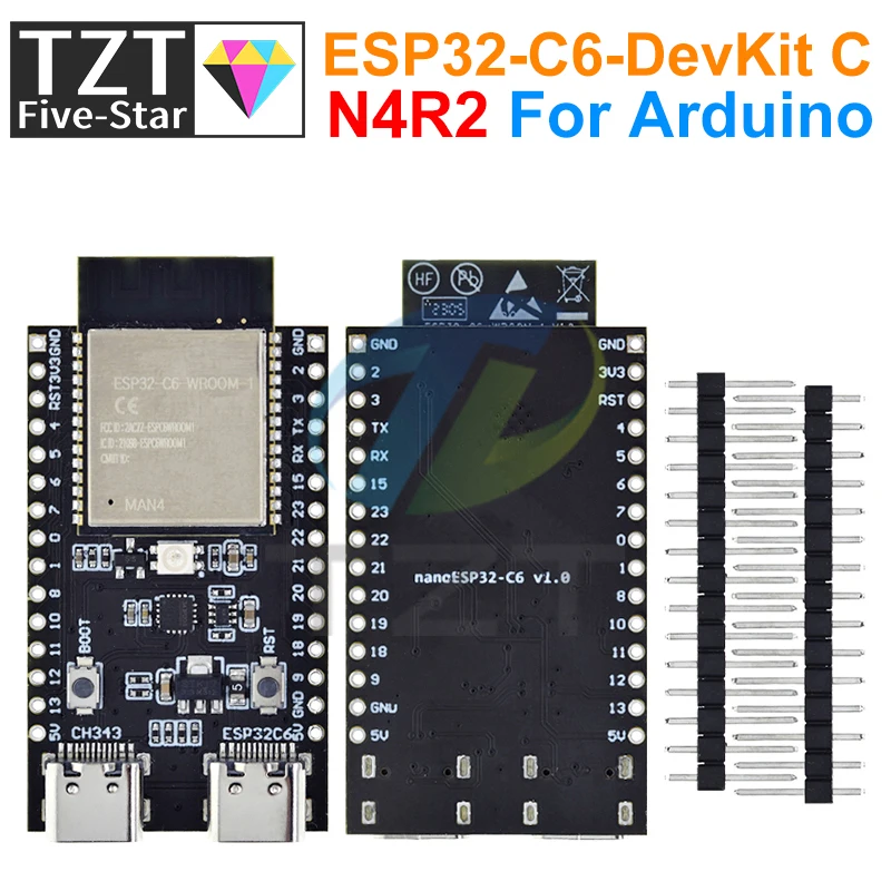 Placa de Desenvolvimento Dual Type-C da Internet das Coisas, ESP32, ESP32-C6, DevKit C, N4R2 ...